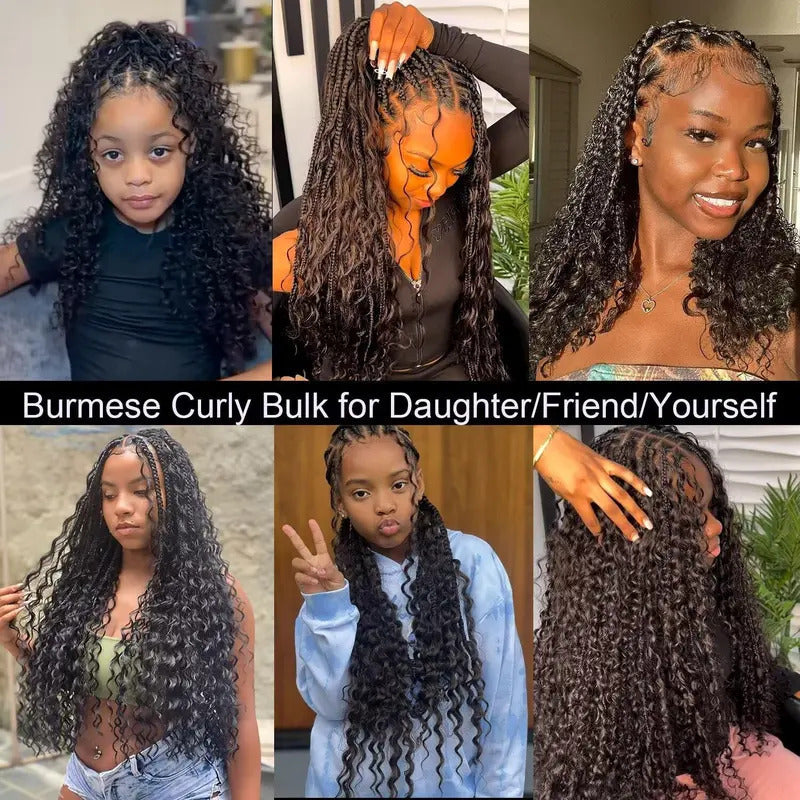 VIPbeauty Boho Braids Burmese Curly Hair Bulk For Braids Chocolate Bro ...